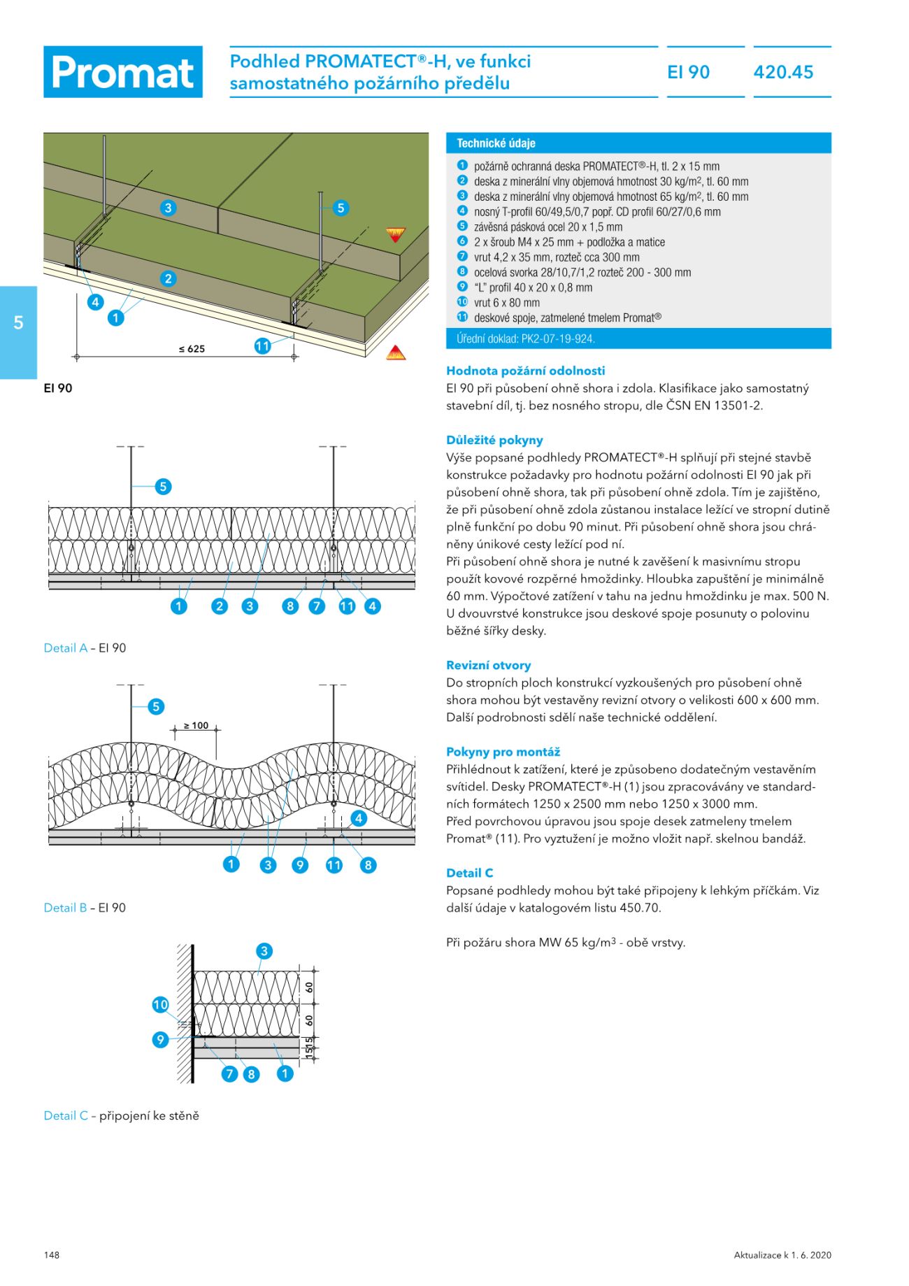 Podhled PROMATECT®-H, ve funkci samostatného požárního předělu - Promat ...