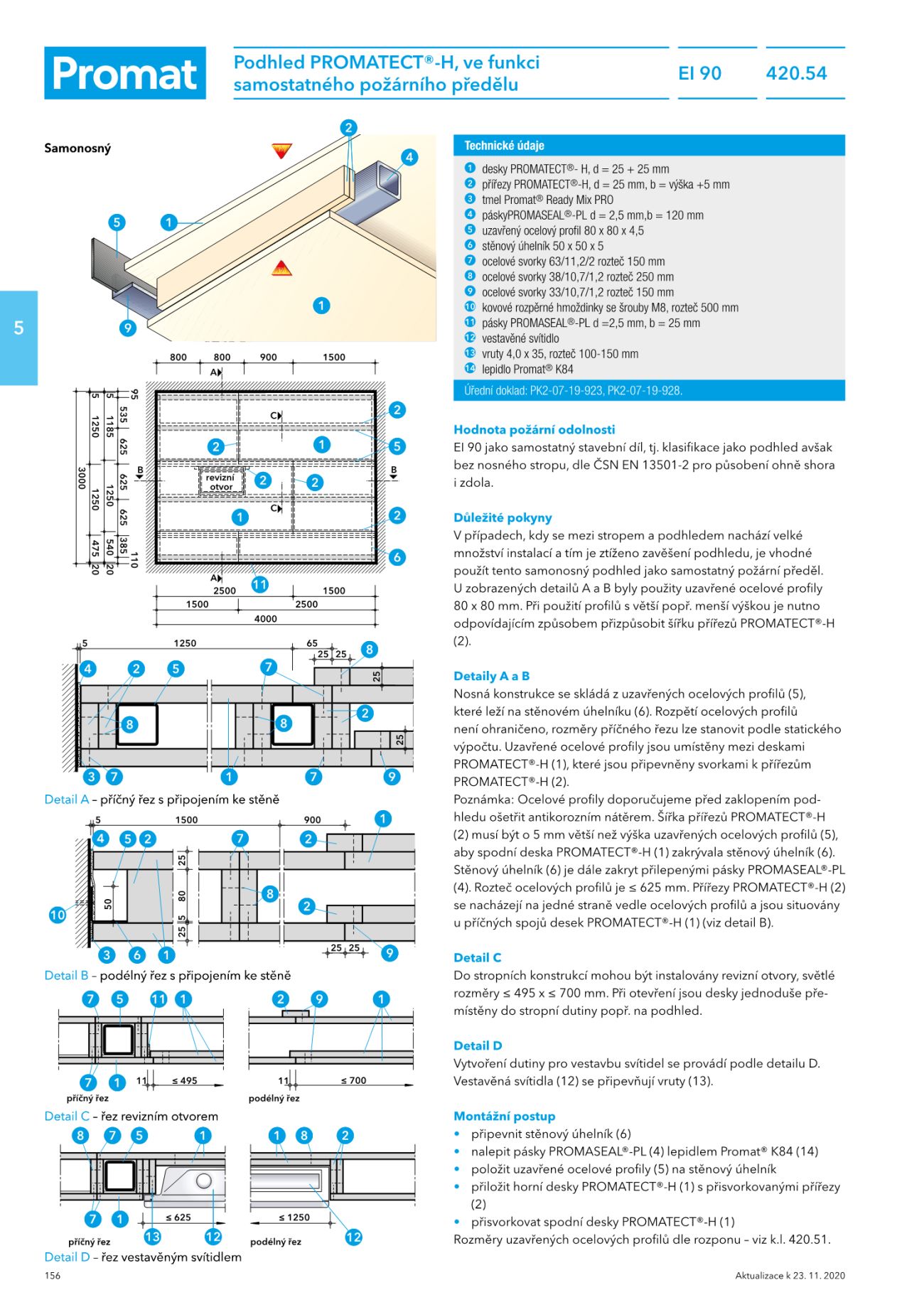 Podhled PROMATECT®-H, ve funkci samostatného požárního předělu - Promat ...