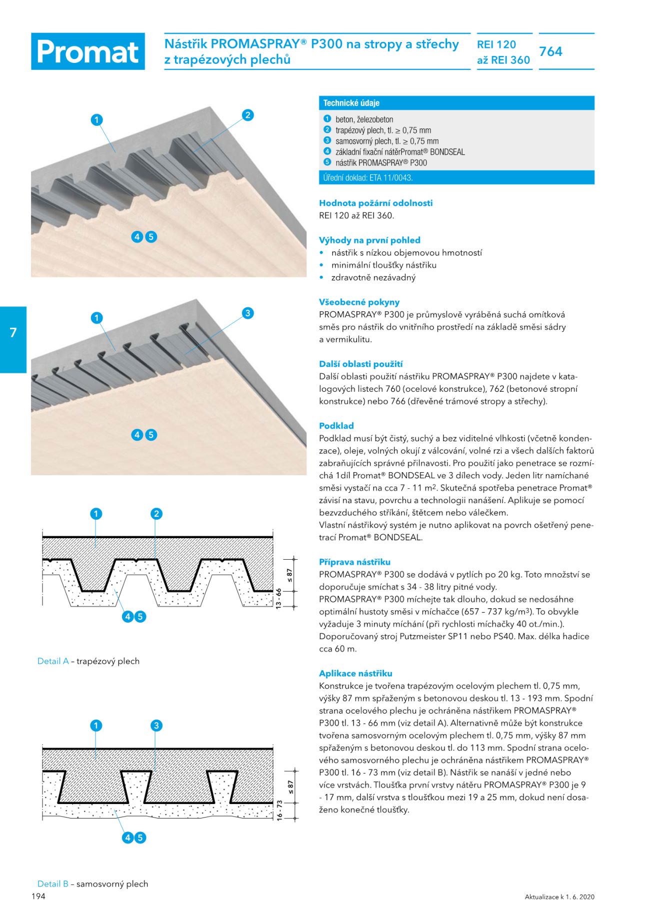 Nástřik PROMASPRAY® P300 na stropy a střechy z trapézových plechů ...