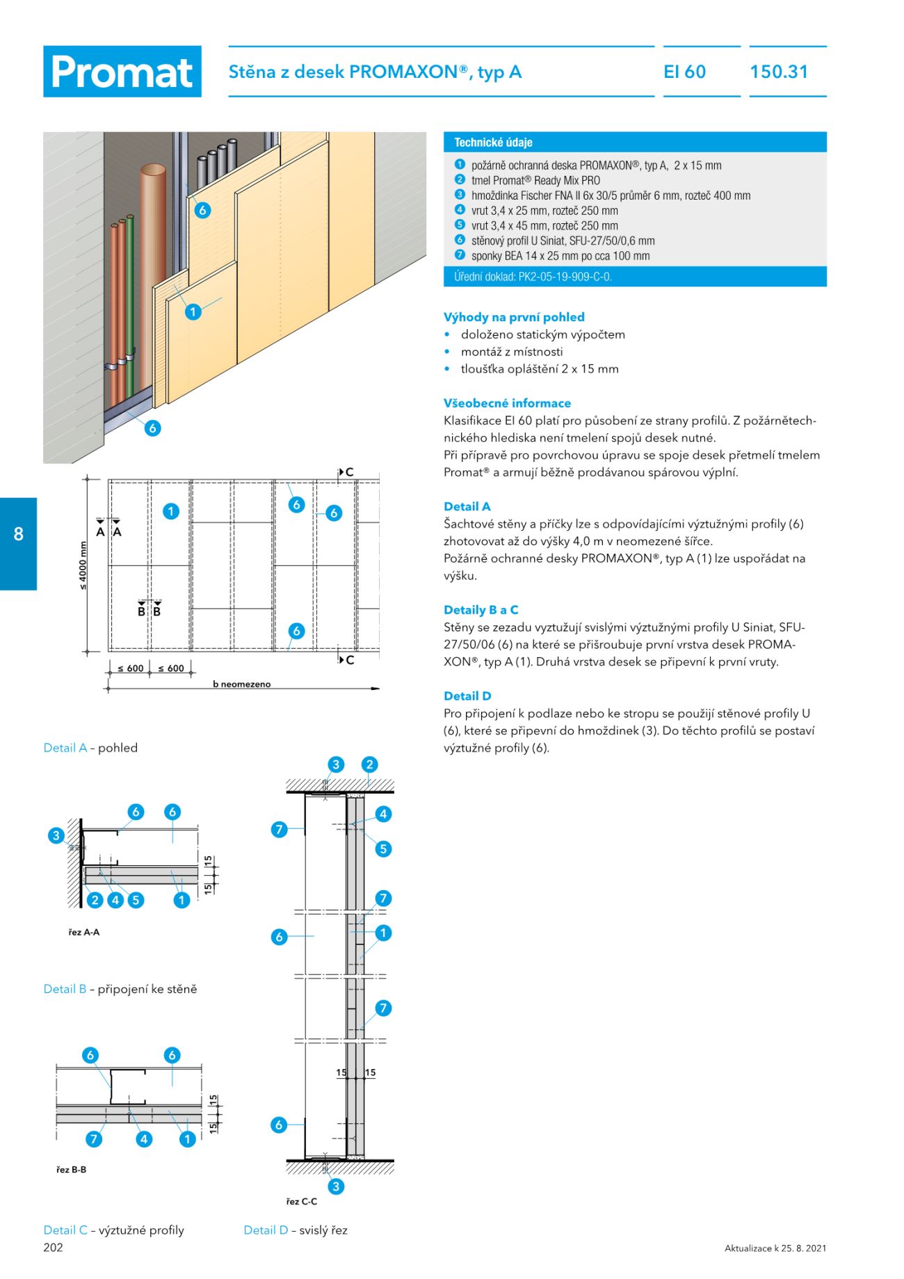 Stěna z desek PROMAXON®, typ A - Promat Praha