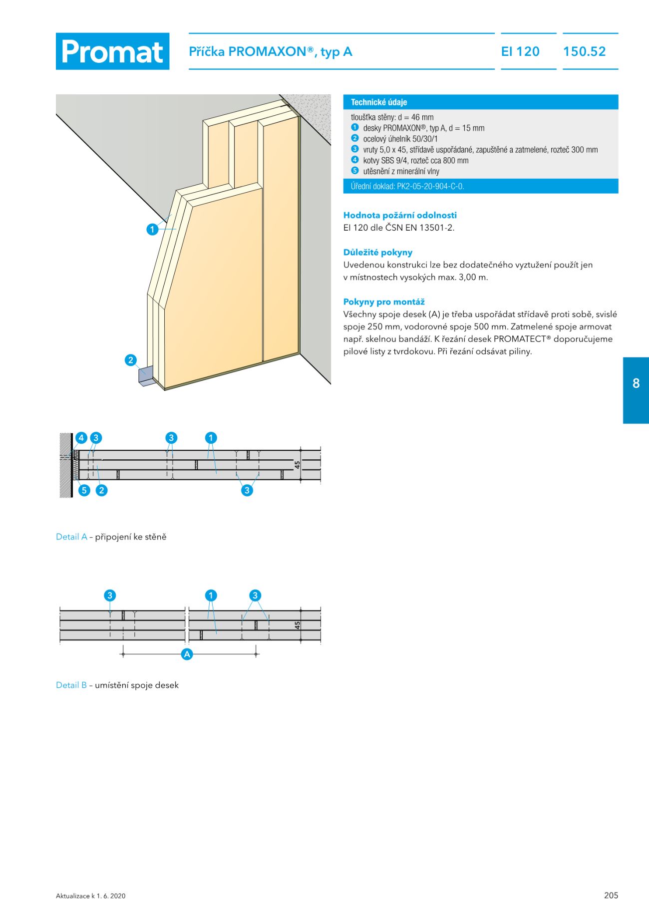 Příčka PROMAXON®, typ A - Promat Praha