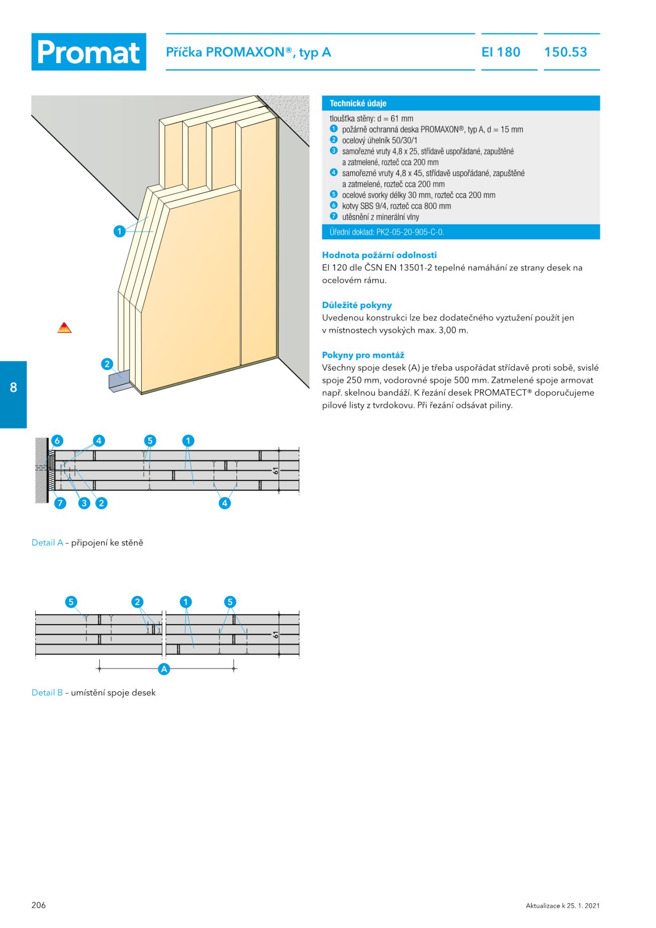 Příčka PROMAXON®, typ A - Promat Praha