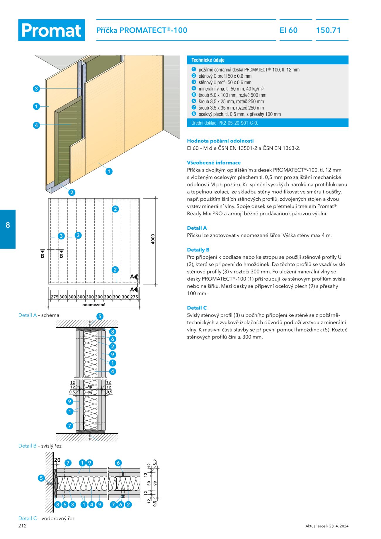 Příčka PROMATECT®-100 - Promat Praha